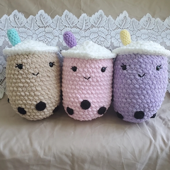 Hand Crafted | Accessories | Handmade Milk Tea Boba Crocheted Plushie ...